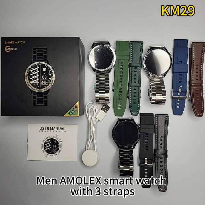 KM29 2024 Men's Smart Watch with AMOLED Screen Fitness Tracker BT ...