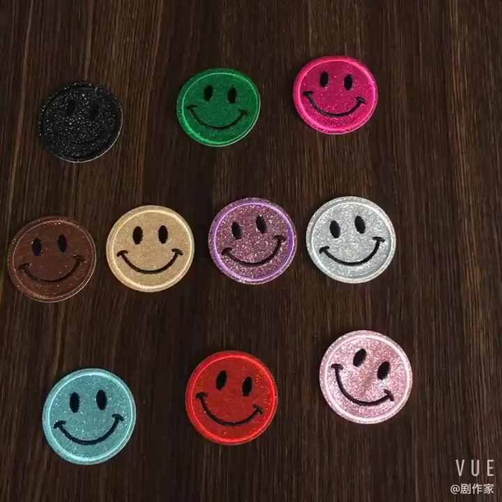New Design Glitter Smiley Face Patches Iron-on Patches - Buy Iron-on ...