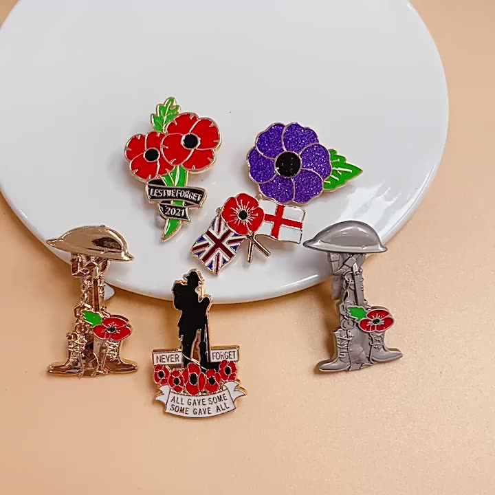 Factory Enameled Poppy Flower Lest We Forget Pin Badge United Kingdom ...