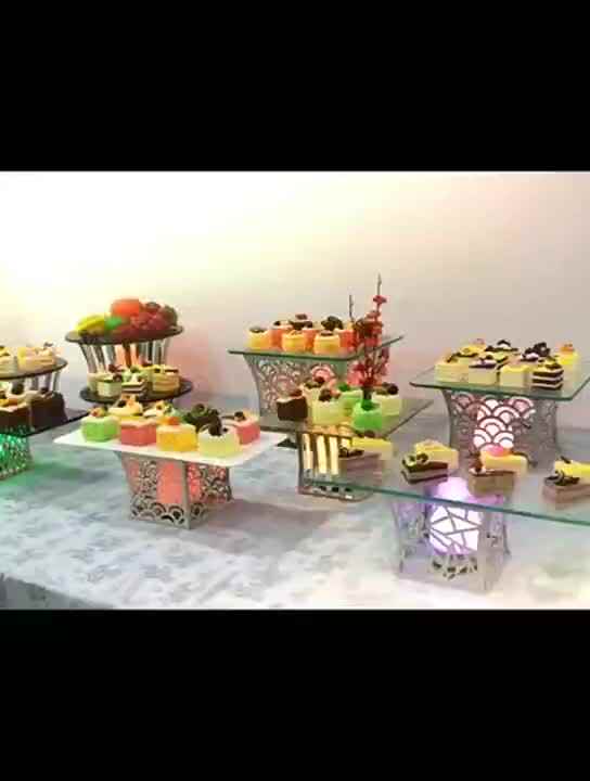 Buffet high low stand banquet display stand luxury round metal food ...