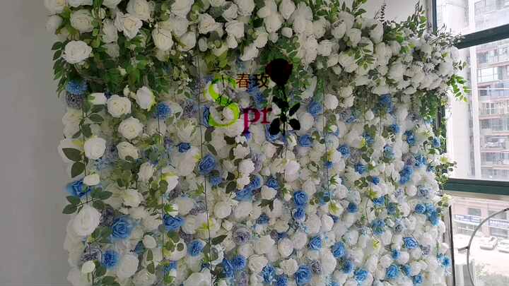 Green Floral Wall - Centerpiece Blue Flower Arrangements