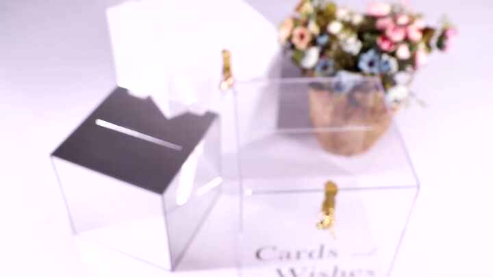 New Gold Mirror Acrylic Card Box for Wedding Thick DIY Wedding ...