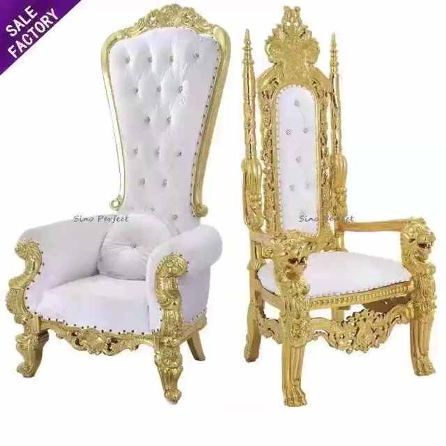 Hotel Event Furniture Luxury High Back Gold Royal King Queen Throne ...