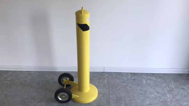 Portable Safety Bollard with Wheels Movable Security Warning Steel ...