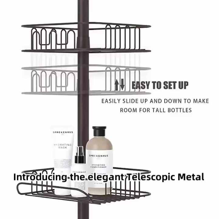 Telescopic Metal Corner Shelves Shower Rack Multi-layer Triangle Height ...