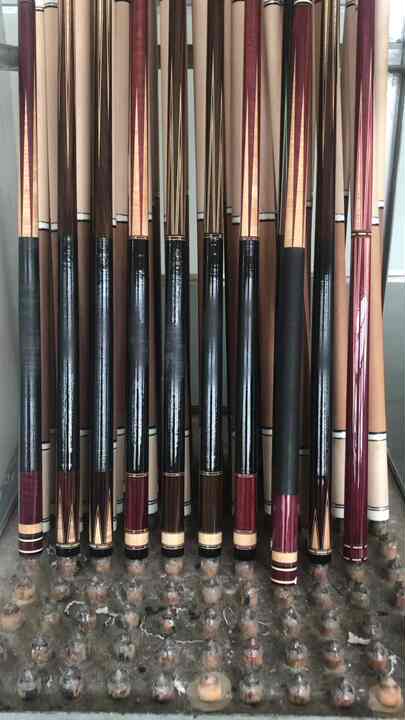 colorful strip design spliced curly maple wood leather grip inlay carom ...