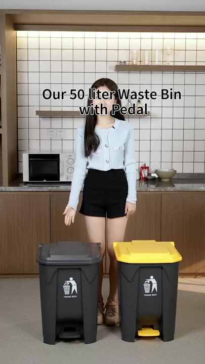 Plastic Dustbin 50 Liter With Pedal And Step On Trash Bin And 50l Plastic Trash Bin50l Bin 50l ...