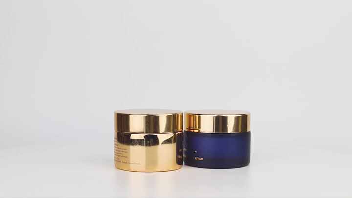 Frosted Cosmetic Glass Jars with Gold Lids - BEST Quality