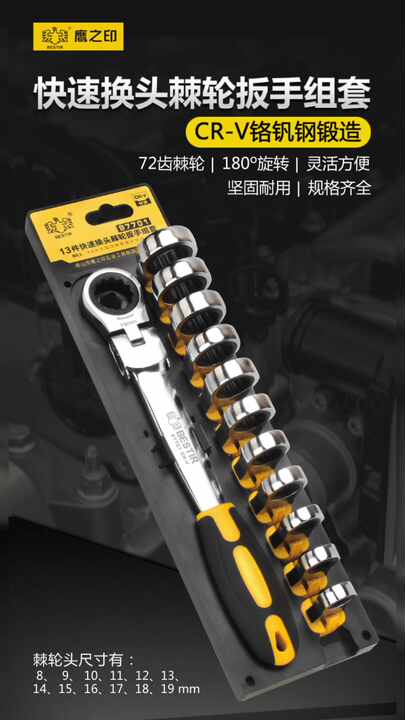 Quick Head Change Ratchet Wrench Set - Bestir Quality
