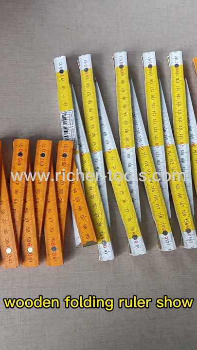 Folding Wooden Stick Ruler - Inch & Metric 6-foot-6-inch