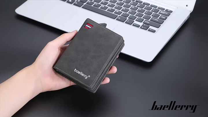 Mens Medium Size Leather Wallet Credit Card Holder Baellery Zipper ...