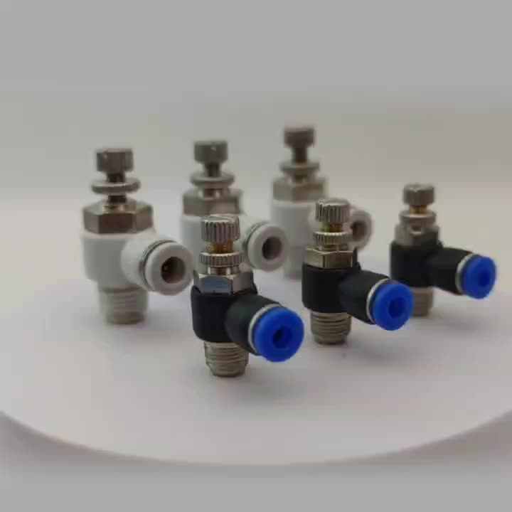 Sl Series Pneumatic Flow Control Valve 90 Degree Elbow Air Flow Speed Control Fitting Pneumatic ...