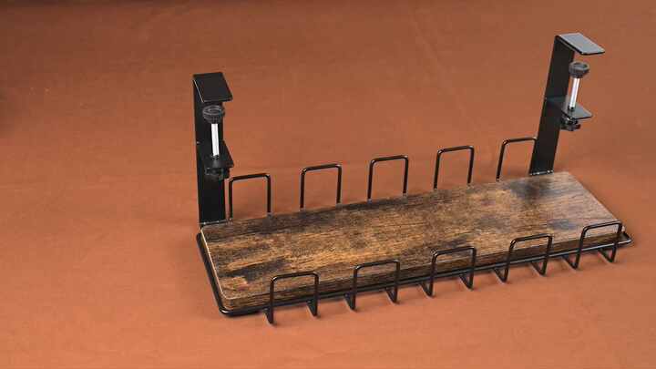 Office Wood No Drill Under Table Desk Adjustable Foldable Clamp Cord ...