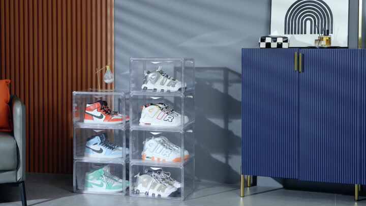 Custom Transparent Basketball Shoe Display Cabinet - Stackable Plastic ...