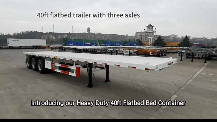 Super Rhinox 40ft Flatbed Bed Steel Container Semi-Trailer with Three ...