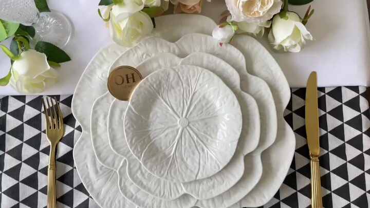 Ohere Ceramic Cabbage Shape Dinner Set - Bone China Porcelain
