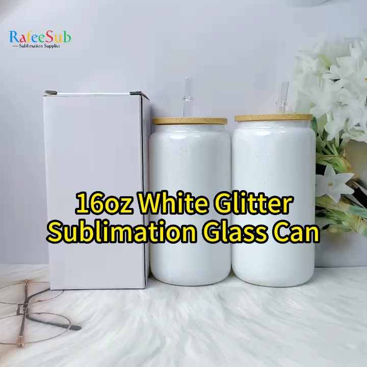 Usa Warehouse 16oz 16 Oz White Shimmer Glitter Blanks Sublimation Tumbler Mug Cup Beer Glass Can ...