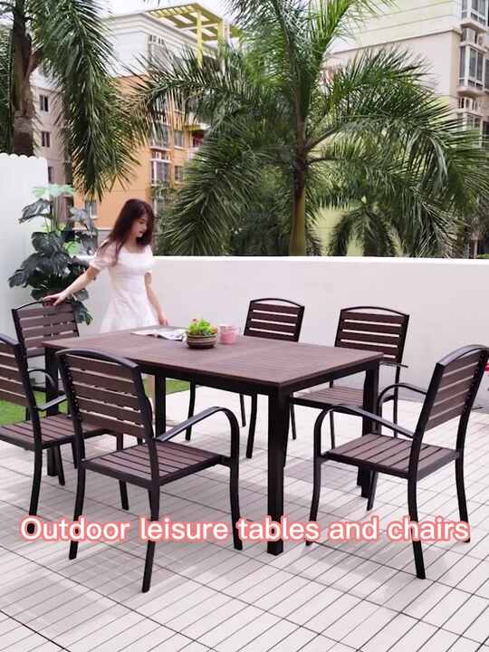 Waterproof WPC Restaurant Cafe Chairs and Tables Outdoors Terrace Chair ...