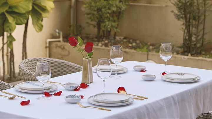 Nordic Restaurant Hotel Ceramic Dinnerware Set - Hand Printed Porcelain