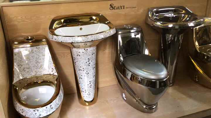 SDAYI European Royal Gold Toilet Sink Ceramic Golden Plated Bowl Bidet ...