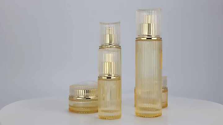 Luxury Glass Cosmetic Bottle Set 40ml 100ml 120ml With Gold Cap Hot ...