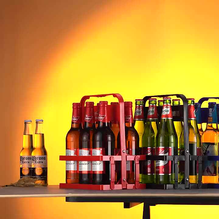 Portable Plastic Beverage Carrier 6 Pack Beer Rack Basket Foldable Beer ...