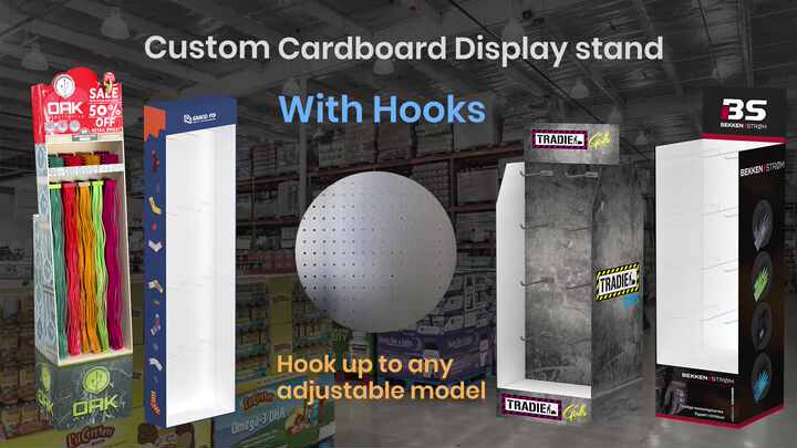 Custom Cardboard Pop Hanging Pegboard Hook Display Stand Carton Peg ...