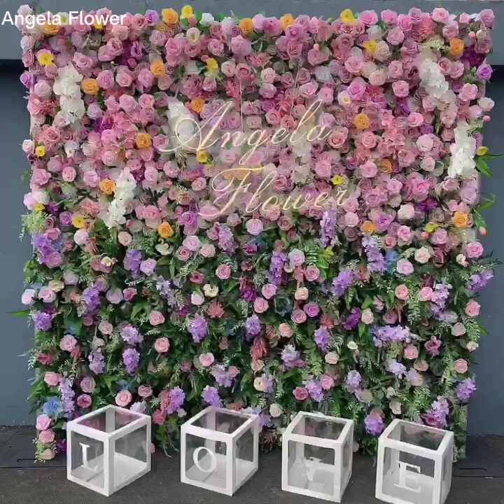 5d Colorful Rose Orchid Cloth Roll Up Artificial Flower Wall Hang Green ...