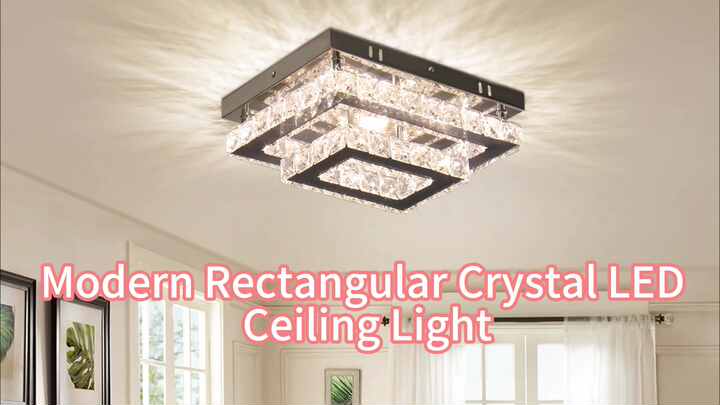 Living Room Ceiling Lamp Modern Rectangular Led Crystal Ceiling Light ...