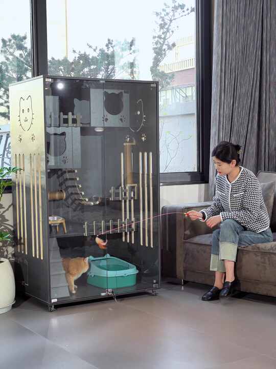 Luxury Solid Wood Cat Villa - Nest Bed Pet Cage Showcase