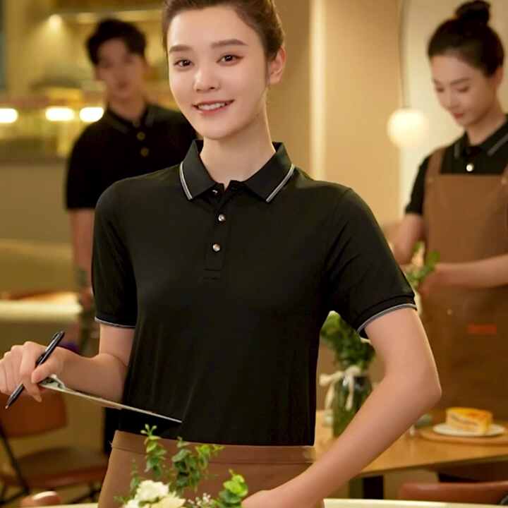 Custom Waterproof Cafe Shop Uniform Short Sleeve Restaurant Waitresses ...