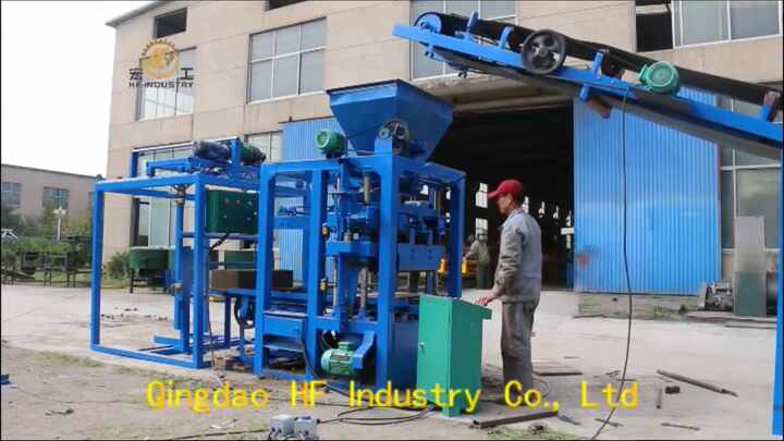 QT4-26 Semi Hollow Concrete Cement Block Moulding Machine Engine ...