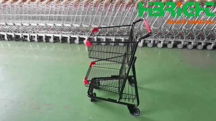 Supermarket Metal Double Layers Shopping Trolley Cart For Sale - Buy ...