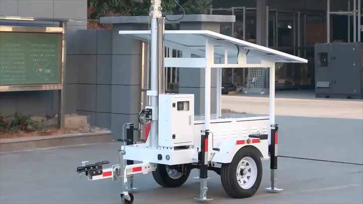 4G 5G Starlink Mobile CCTV Trailer Hybrid Solar Tower With Charger And ...
