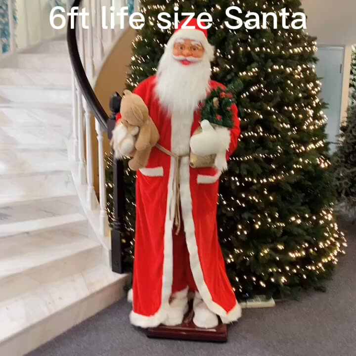 6ft Animated Santa Claus Christmas Ornament With Music & Snowman Decoration