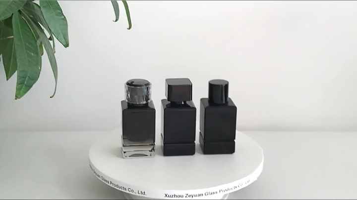 Luxury Customized Matt Black Square Perfume Bottle 50ML Heavy Thick ...