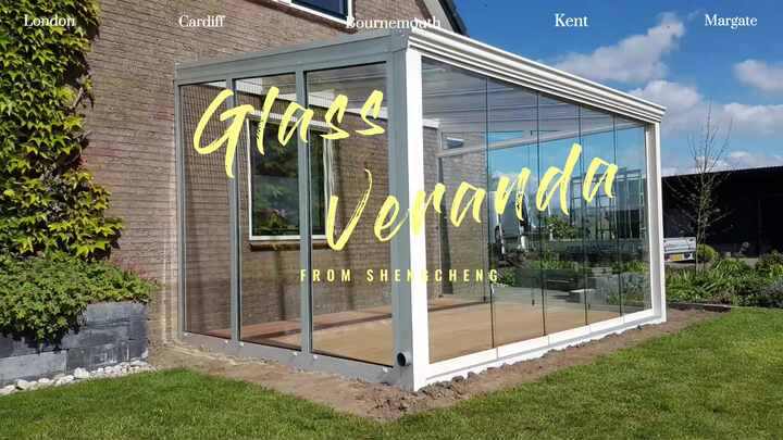 Aluminum Frame Glazen Schuifwand 4-Rail Glass Sliding Wall for Garden ...