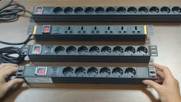 Telebahn 110V-230V 10A-16A 19'' PDU 6/8/12 Outlets SPD Surge Protector ...