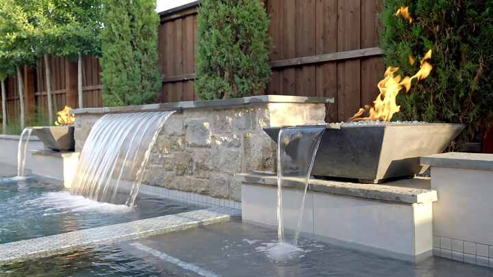 Stainless Steel Gas Burner Firepit - Eco-Friendly Pool Feature