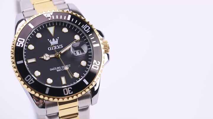 OLEVS 5885 Men's Stainless Steel Quartz Wrist Watch with Luminous ...