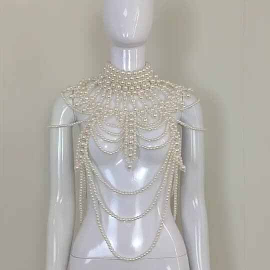 Luxury Jewelry Unique Simulated Pearl Body Chain Multilayer Pregnant ...