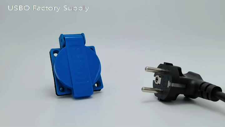 Blue EU Waterproof Socket - 16A 250V IP44 Schuko Outlet