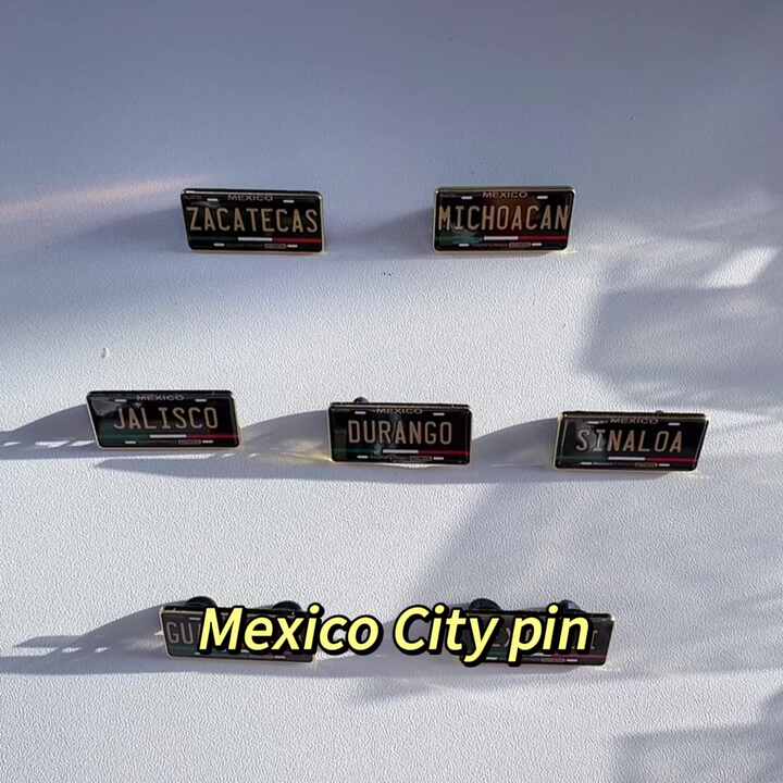 Custom Colored Car License Plates Enamel Pins for Mexico