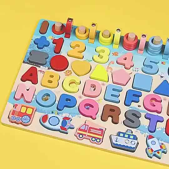 Montessori Educational Wooden Toys for Kids - 7 in 1 Board