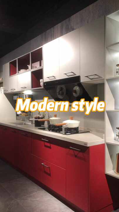 Suofeiya L Shaped Red Lacquer Kitchen Cabinets - Modern & Durable
