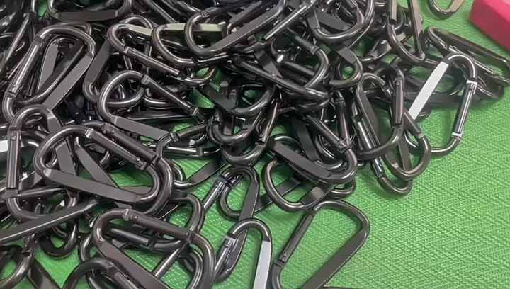 Custom Logo Aluminum Alloy Black Spring Snap Hook D Ring