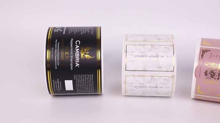 Custom Printed Roll Adhesive Gold Foil Labels for Cosmetics