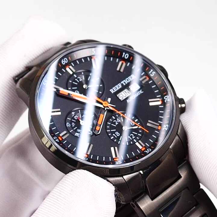 Reef Tiger RGA1659 Steel Blue Chronograph Automatic Watch for Men - 10 ...