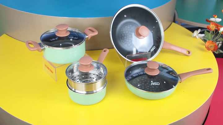 ASD Pink Pot Set Non Stick - Durable & Versatile Cookware