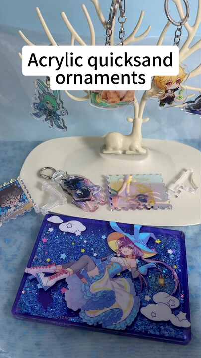 Custom Acrylic Quicksand Stand Thick Clear Glitter Liquid Acrylic ...
